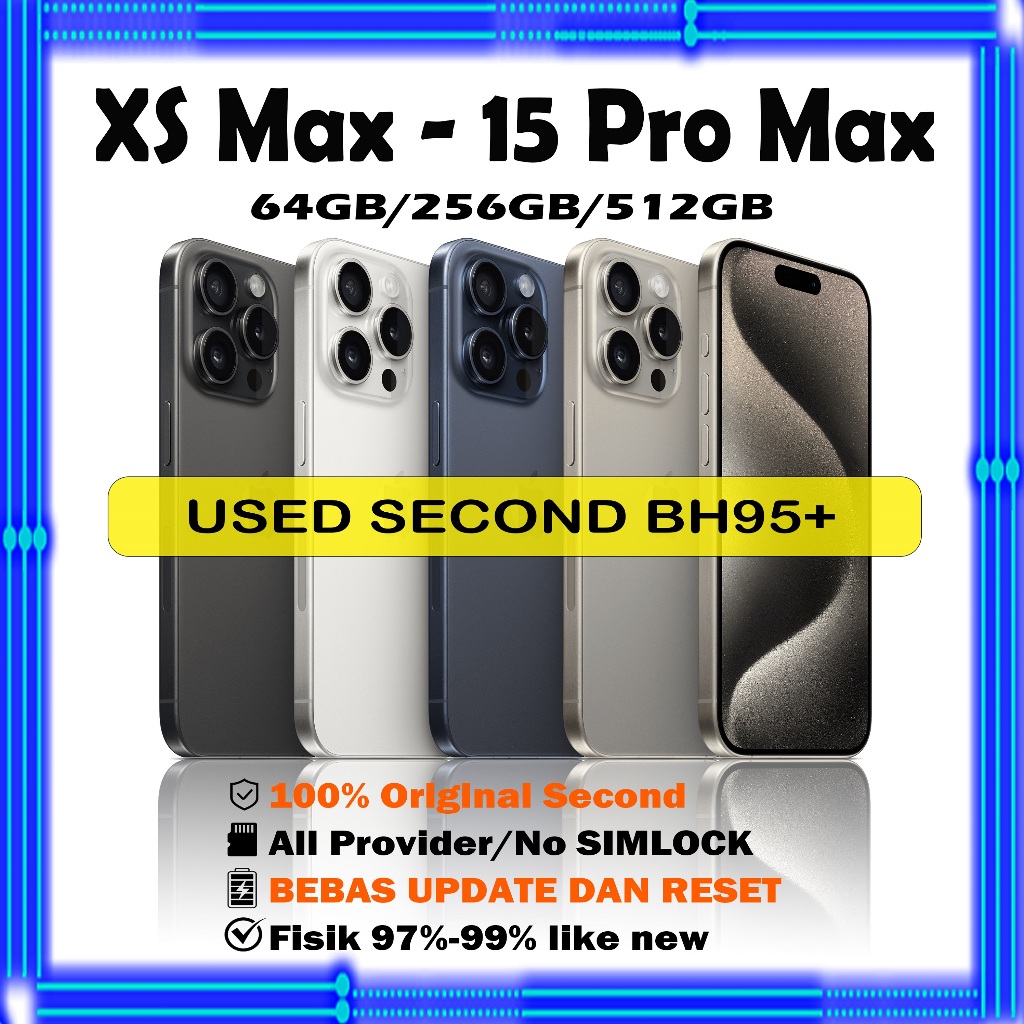 Jual ip 15 pro max second 64GB/256GB/512GB Original fullset Mulus / ip ...