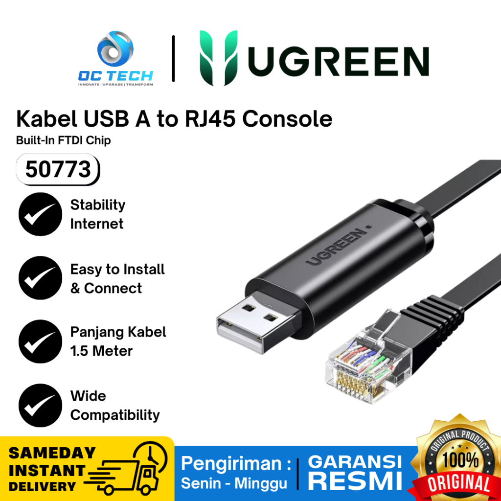 Jual UGREEN LAN Ethernet to USB A RJ45 Console Konsol Flat Kabel 1.5 ...