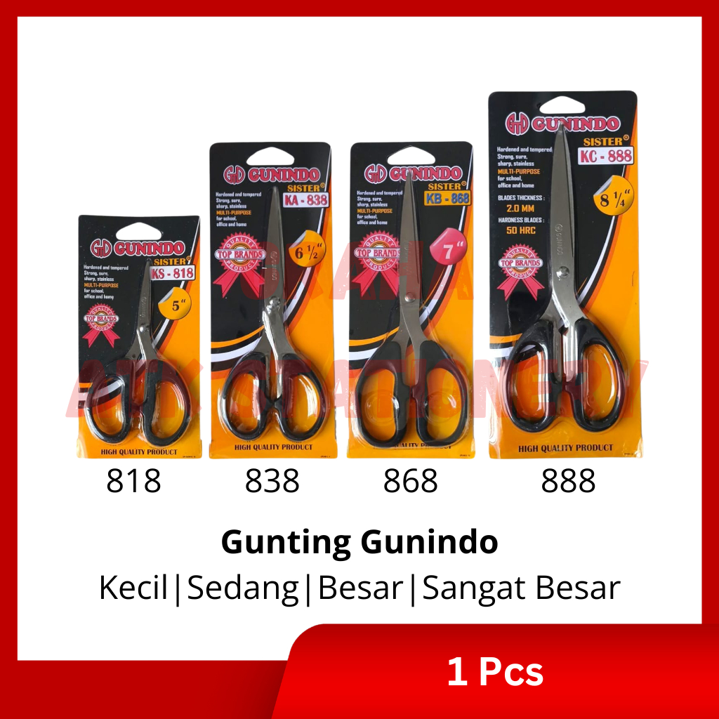 Jual [1 Pcs] Gunting Gunindo Kecil Sedang Besar / Scissor Gunindo Kecil ...