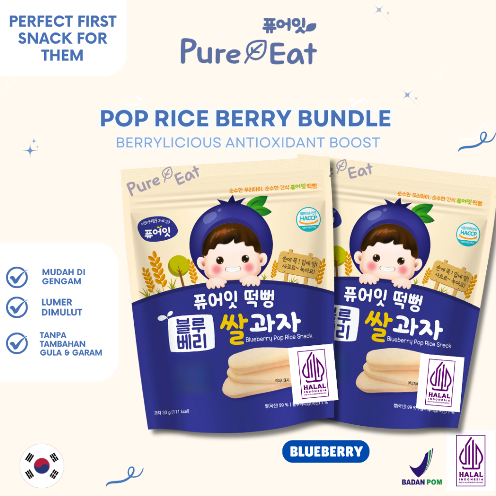 Jual [Bundle of 2] Pure Eat Pop Rice Blueberry - Snack Korea Mudah ...