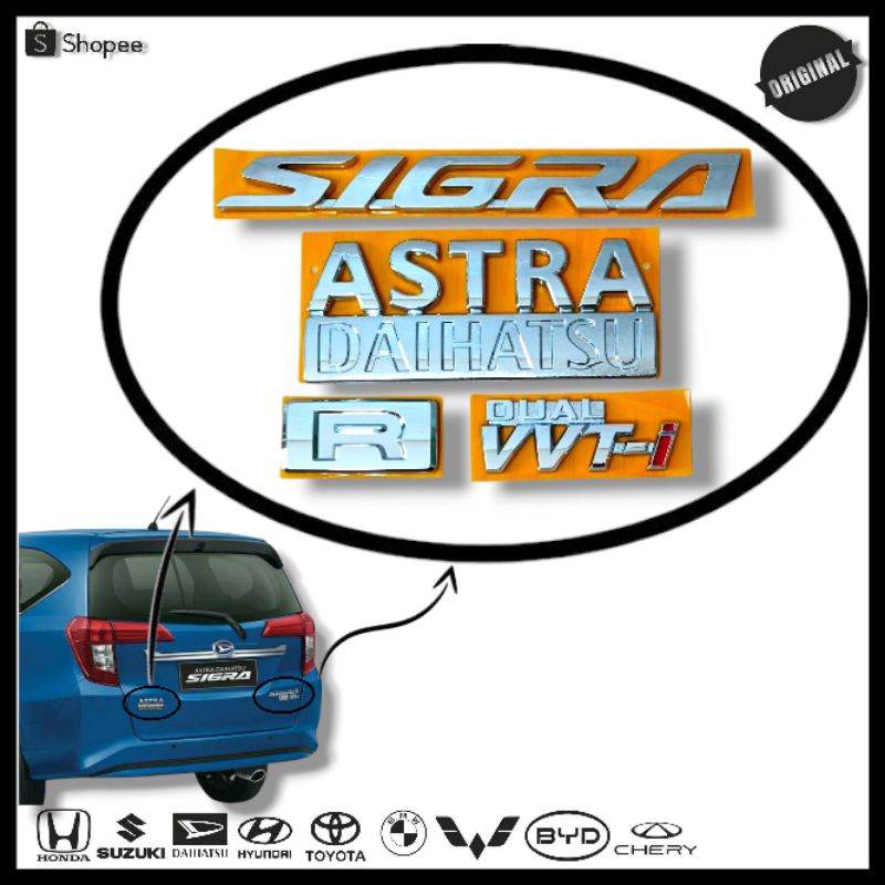 Jual Emblem Logo SIGRA Komplit Chrome Original/ Emblem Bagasi Mobil ...