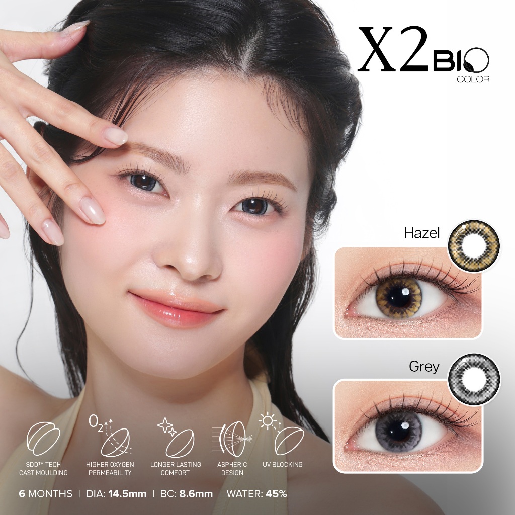 Jual X2 Softlens Bio Color Series Grey | Hazel | Soflens Natural ...