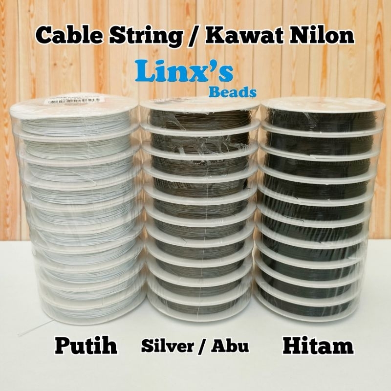 Jual [1 Roll] String Cable Kawat Nylon / Kawat Lentur Silver Putih ...
