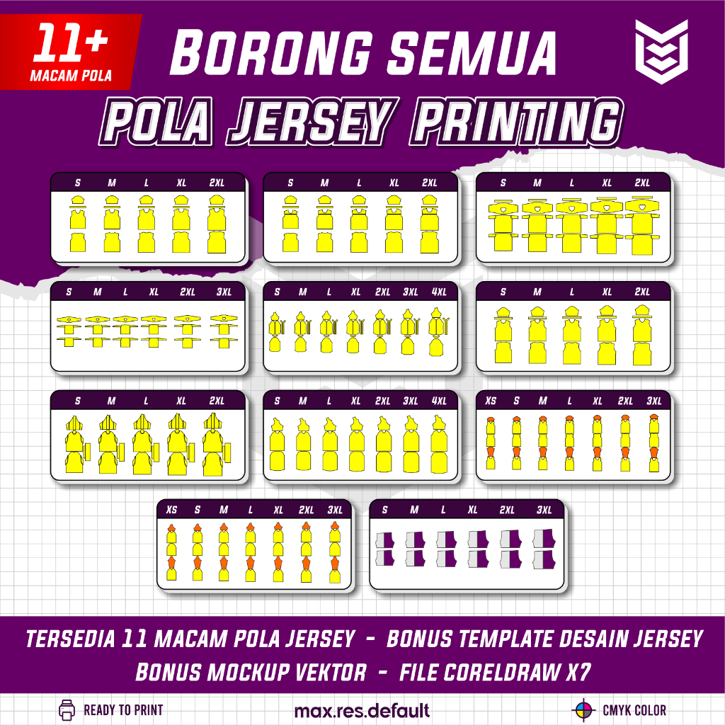 Jual POLA JERSEY PRINTING BORONG SEMUA - FORMAT CDR X7 | Shopee Indonesia