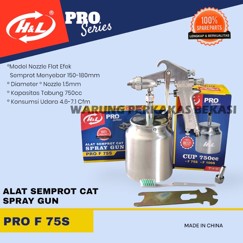 Jual Set H&L F75S Spray Gun Spet Alat Semprot Cat Angin Mesin Kompresor ...