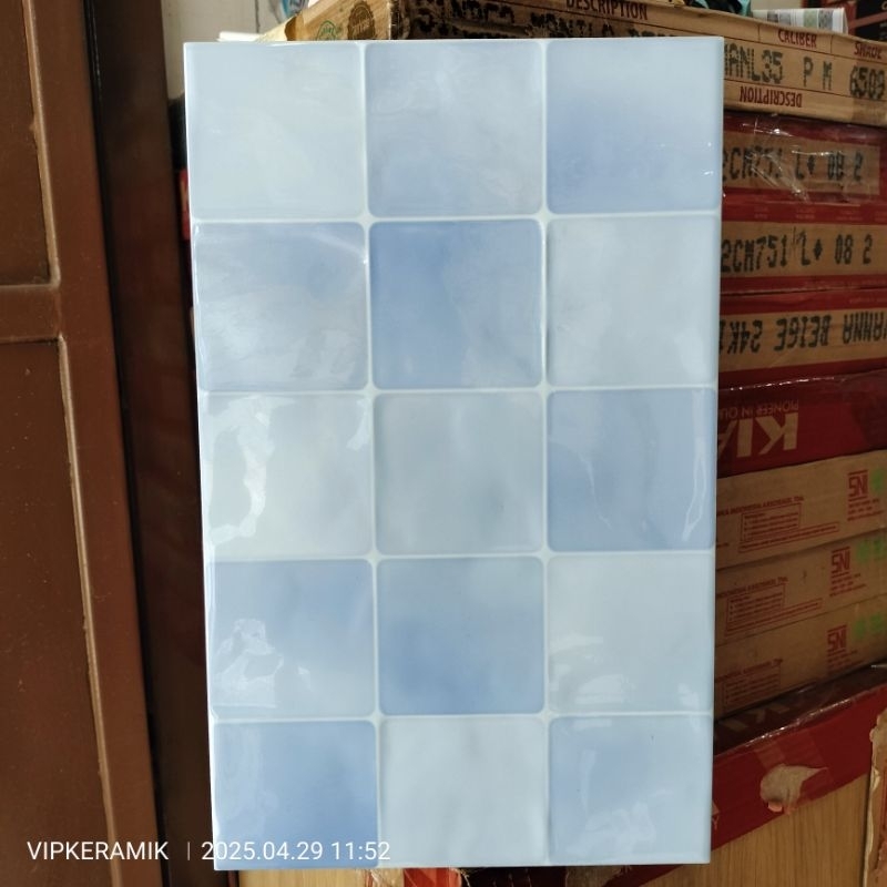 Jual KERAMIK DINDING GLOSSY ASIA TILE EDINA BLUE EMB 25X40 KW1 | Shopee ...