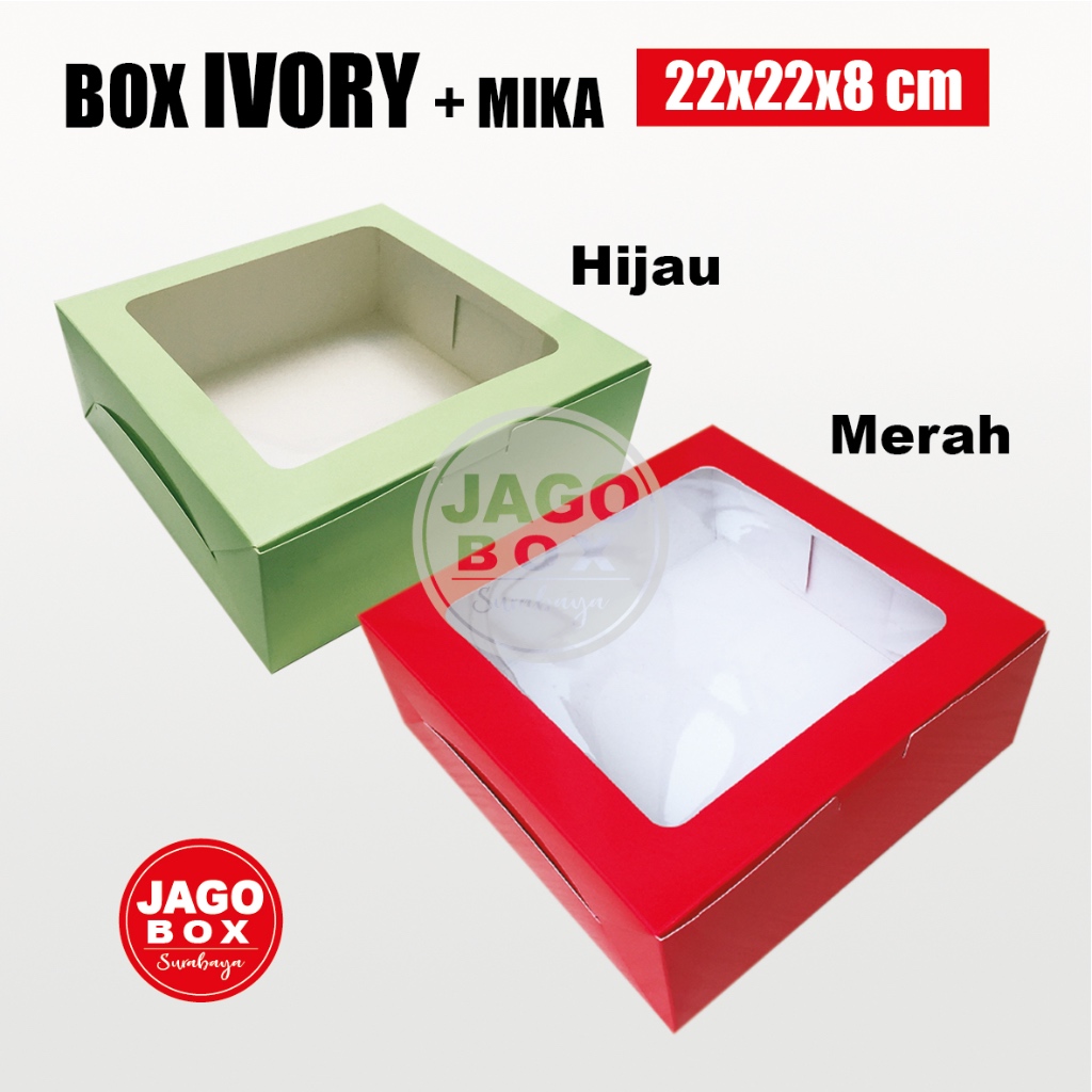 Jual Box Kotak Dos Nasi Kue Snack Hijau/Merah 22 x 22 x 8 cm Lubang ...