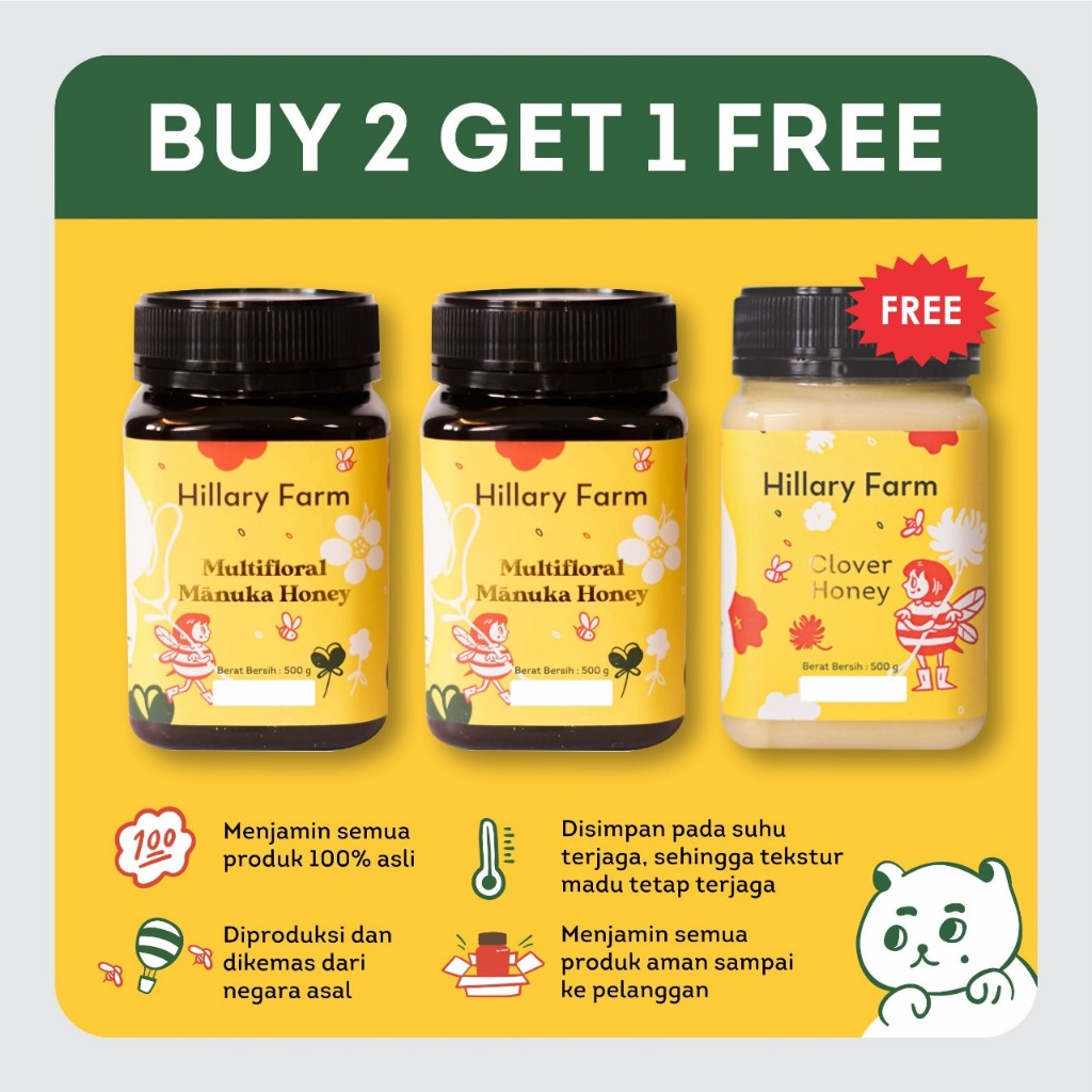 Jual Hillary Farm Multifloral Manuka Honey 500gr + Multifloral Manuka ...
