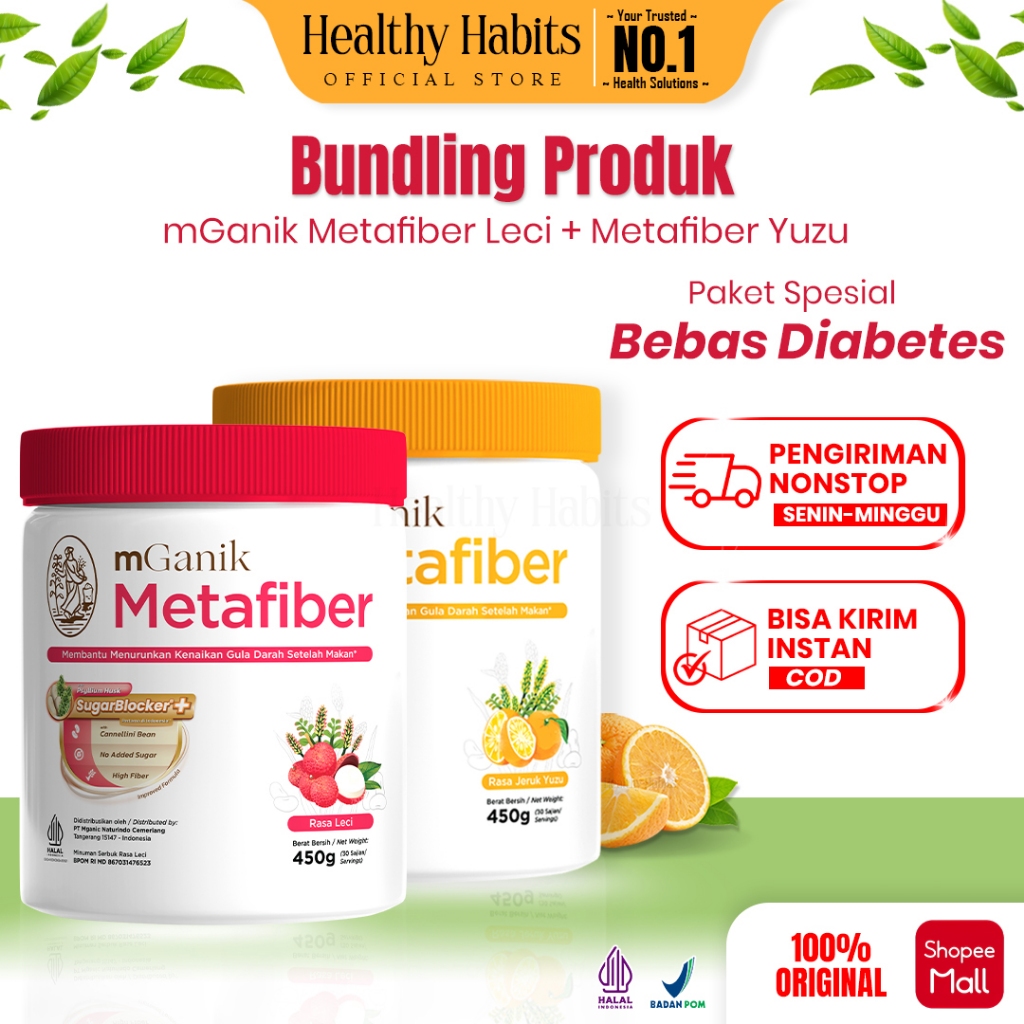 Jual mGanik - Metafiber 450gr + Bonus - Suplemen Serat Diabetes Herbal ...