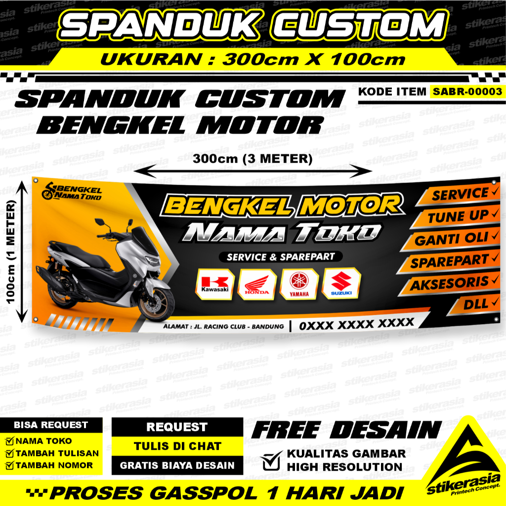 Jual CETAK BANNER SPANDUK CUSTOM BENGKEL MOTOR SHOWROOM XBANNER PROMOSI ...