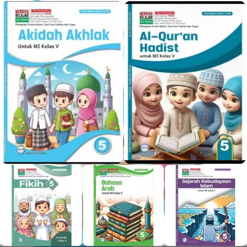 Jual Buku Paket kelas 5 MI Kurikulum Merdeka Bahasa Arab, Akidah Akhlak, Fikih, Al-Qur'an Hadist ...