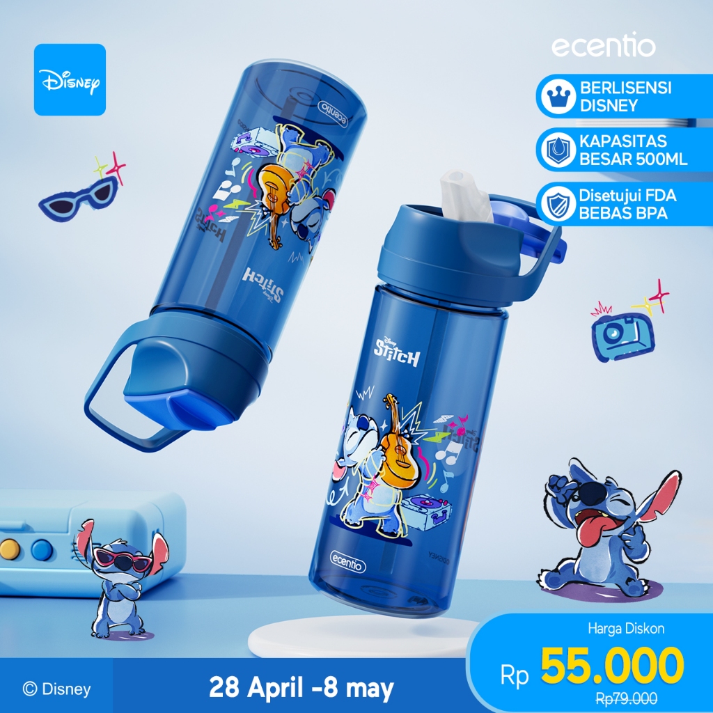 Jual [grosir] ecentio botol minum Stitch 500ml Disney tumbler anak ...
