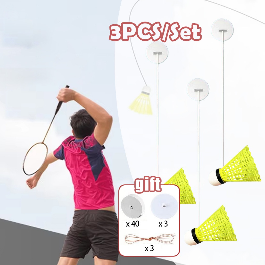 Jual 3 Set Badminton Rebound Trainer Indoor Badminton Trainer Latihan ...