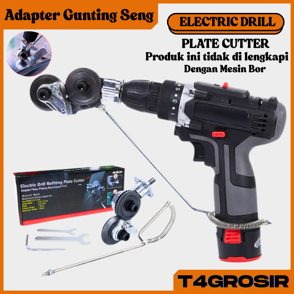 Jual Adaptor Bor Gunting Plat Besi Pemotong Alumunium Plate Cutter ...