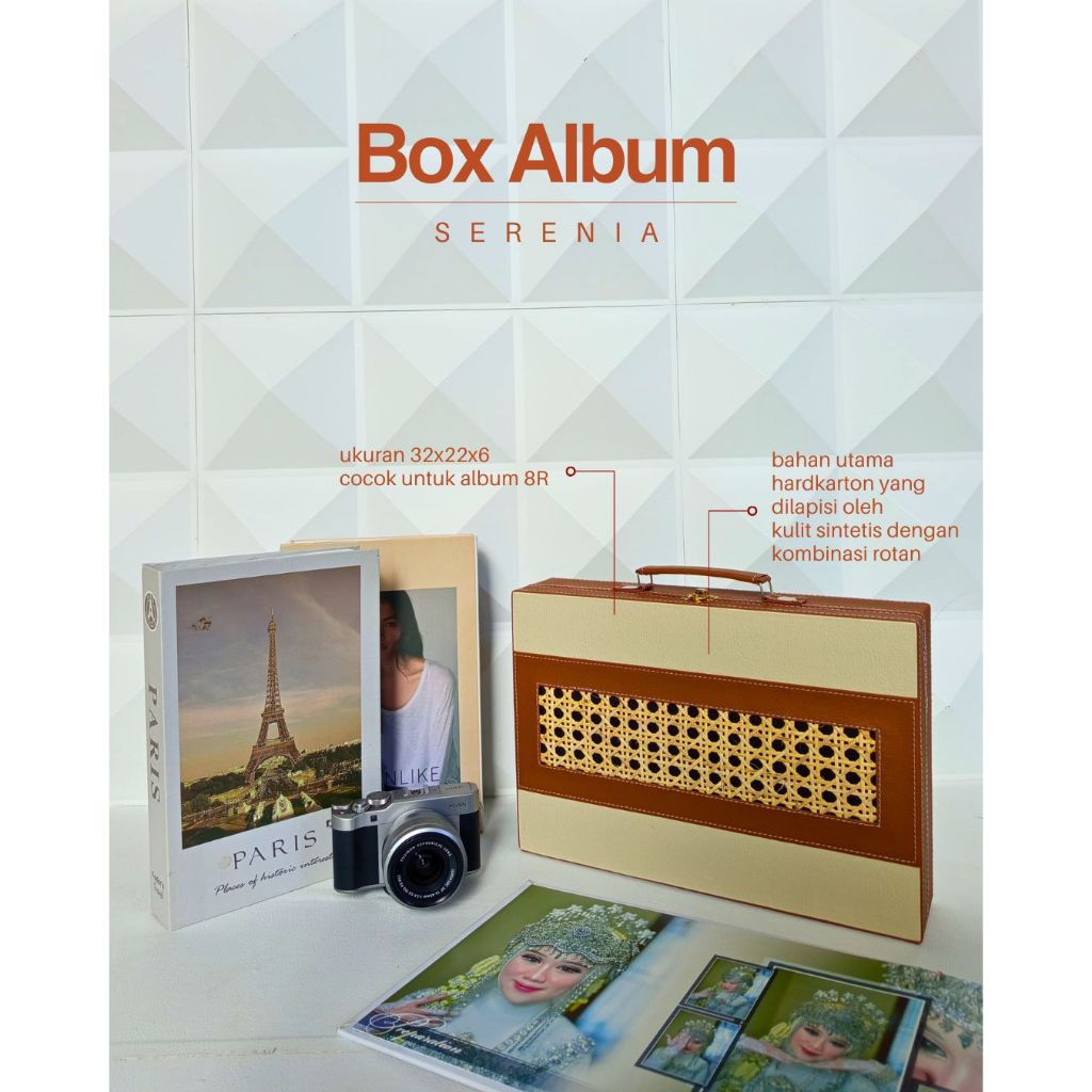 Jual Box Album Foto Bahan Kulit Sintetis Kombinasi Rotan | Kotak Tempat ...
