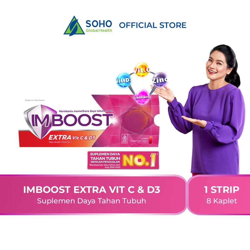 Jual Imboost Extra Vit C & D3 Suplemen Daya Tahan Tubuh 8 Tablet | Shopee Indonesia