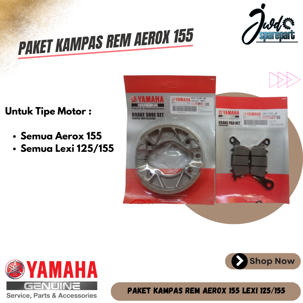 Jual Paket Kampas Rem Aerox 155 / Lexi 125 Depan Belakang (2BM+5D9 ...