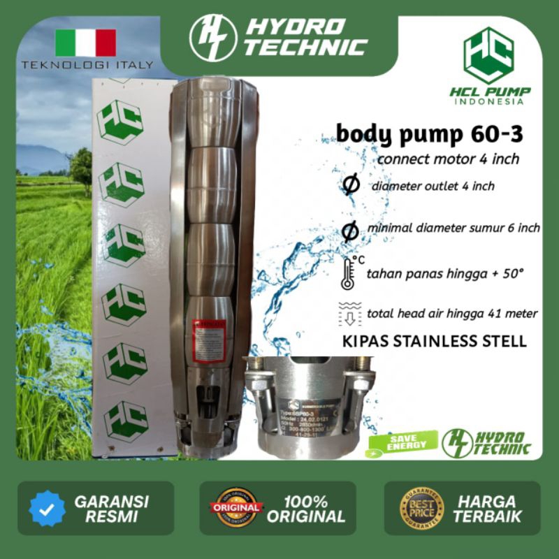 Jual pump body / kipas submersible hcl pump 60-3 stainless steel body 6 ...