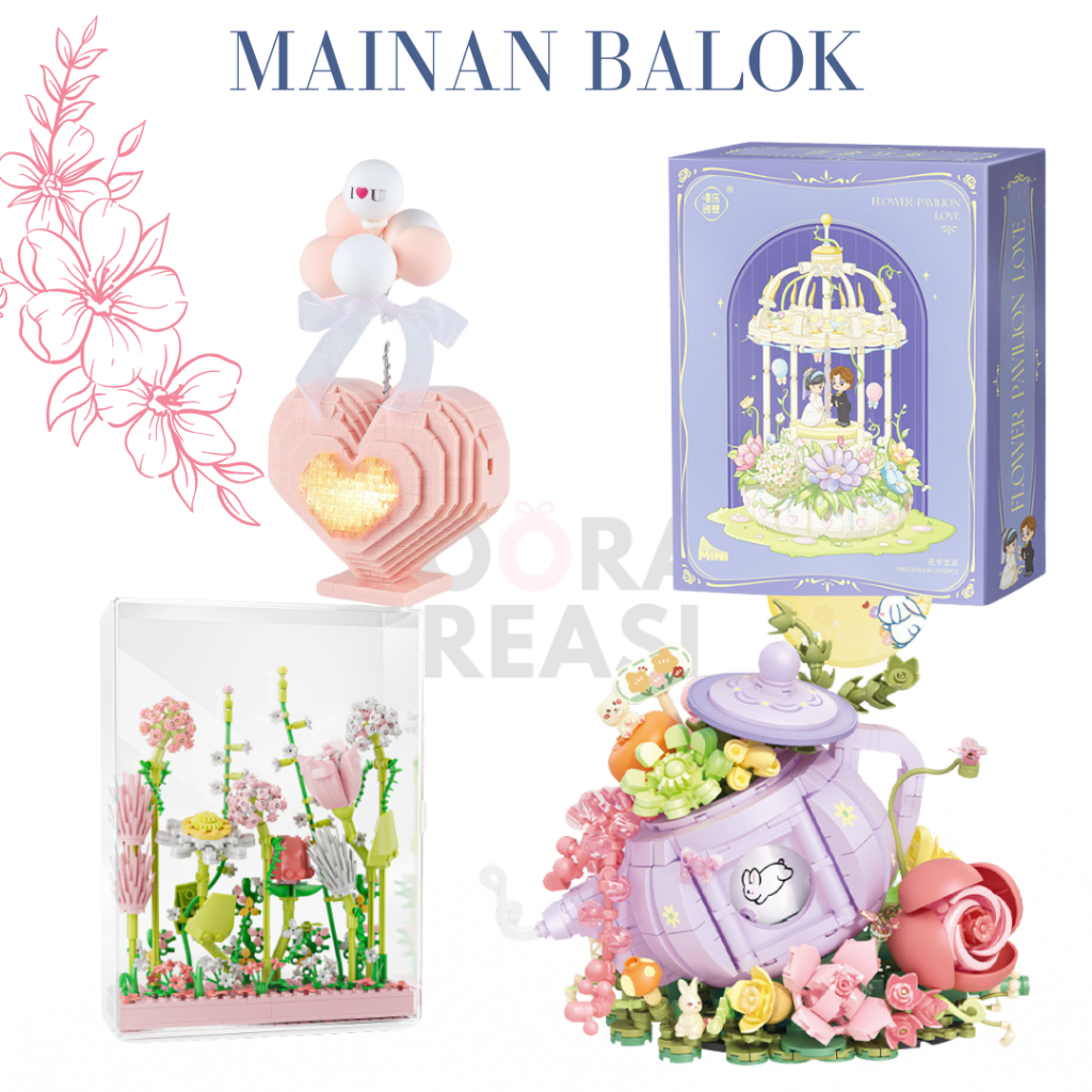 Jual Mainan Balok Flower Tree House / Kue Bunga / Balok Hiasan Bunga ...