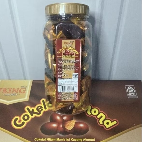 Jual Cokelat Almond D'king 1 Toples (isi 40 butir coklat) | Shopee ...