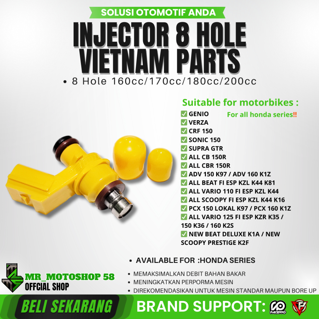 Jual INJECTOR INJEKTOR VP 8 HOLE BEAT VARIO CB150 CBR150 SONIC SUPRA ...