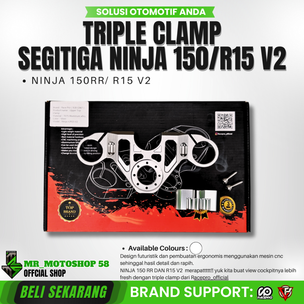 Jual SEGITIGA ATAS NINJA RR DAN R15 V2 TRIPLE CLAMP NINJA 150R & R15 V2 SEGITIGA STANG NINJA ...