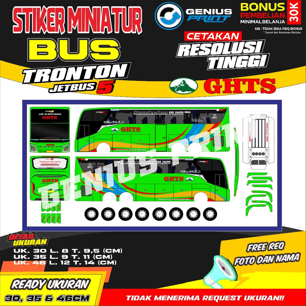 Jual STIKER MINIATUR BUS [ JETBUS 5 TRONTON ] Livery Al Hijrah | GHTS ...