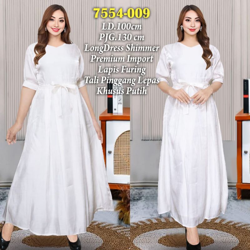 Jual GAUN PUTIH PANJANG LONG DRESS BAHAN SHIMERS NON GLITER BAGUS MEWAH ...