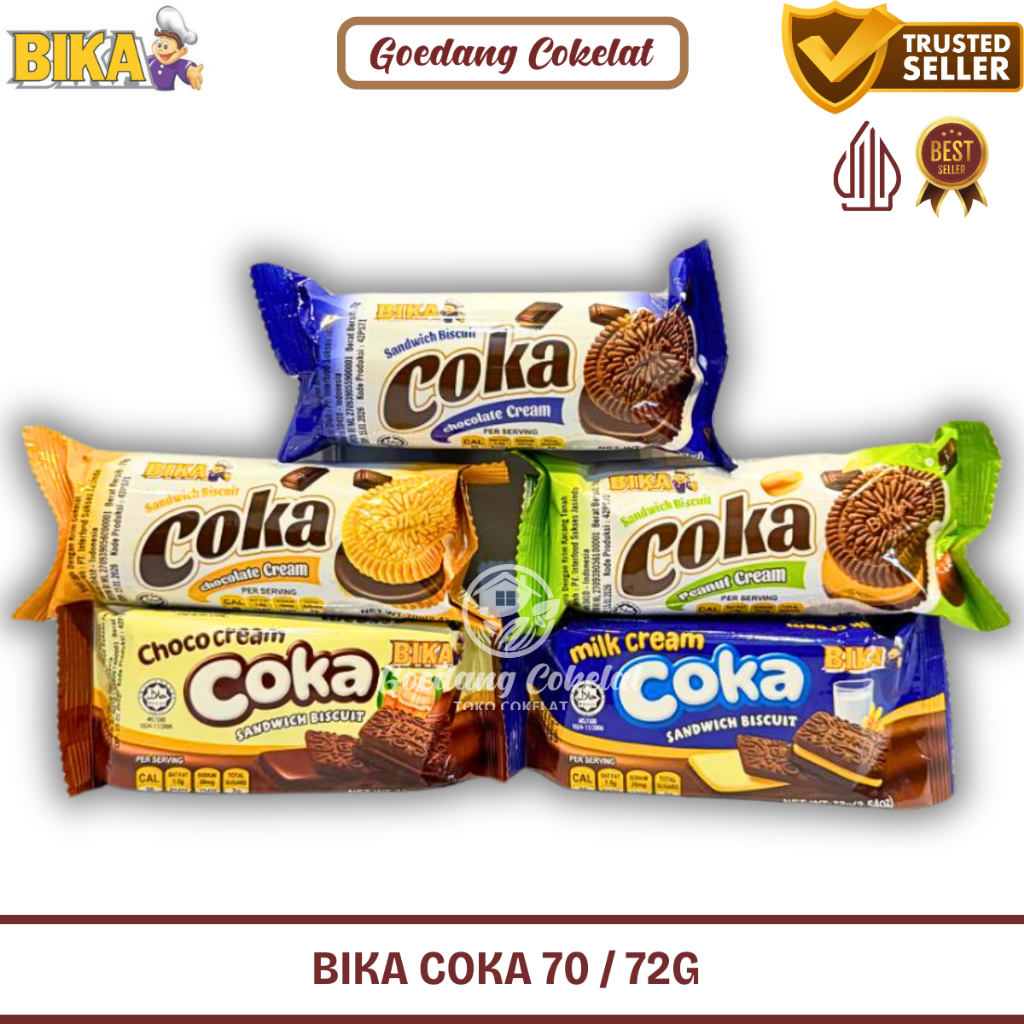 Jual BIKA COKA Sandwich Biscuit Cookies Isi Cokelat Chocolate Peanut Milk Cream 72g / 70g ...