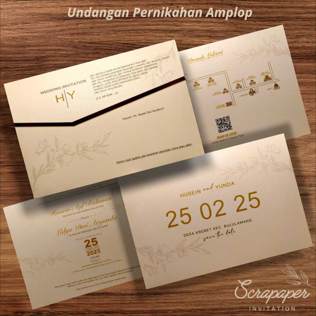 Jual Undangan Pernikahan Amplop Bahan Kertas Jasmine Warna Cream Tebal ...