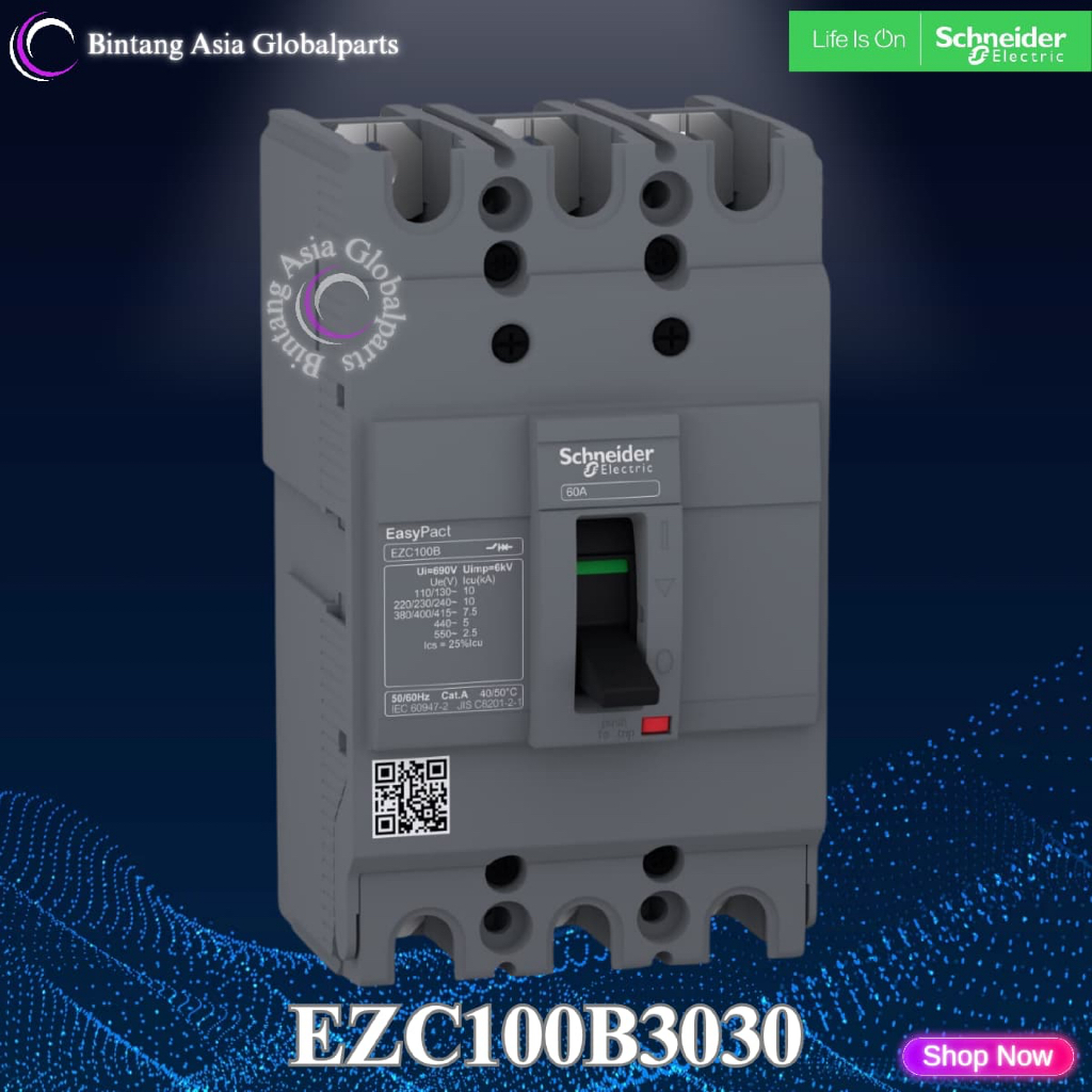 Jual MCCB 3p 30a Schneider EZC100B3030 Original / MCCB EZC100B 3 Phase 30 Ampere / Breaker 3 ...