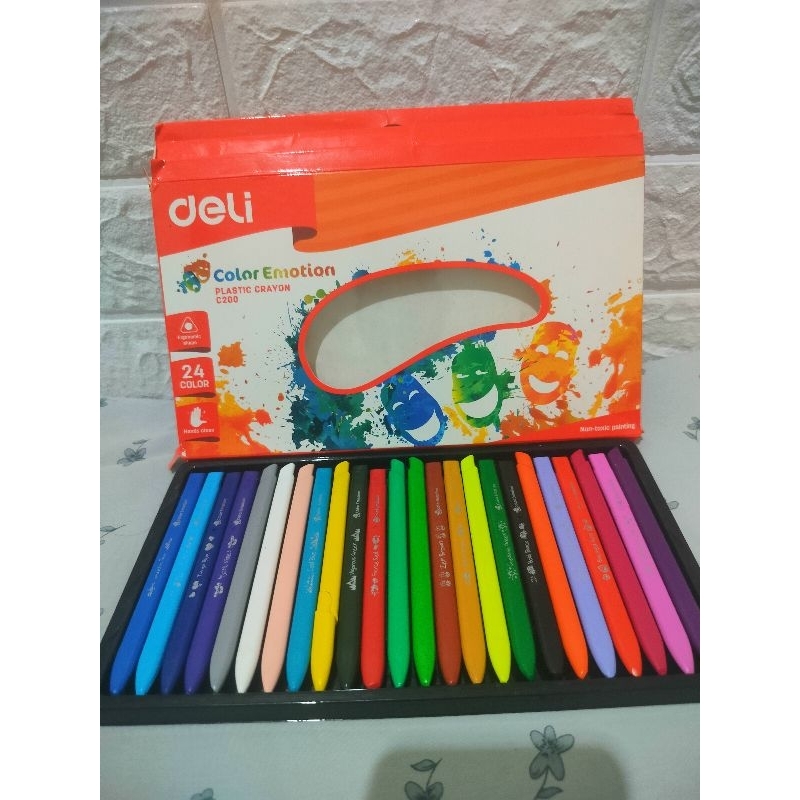 Jual Deli Color Emotion Plastic Crayon Krayon 24 Warna Preloved ...