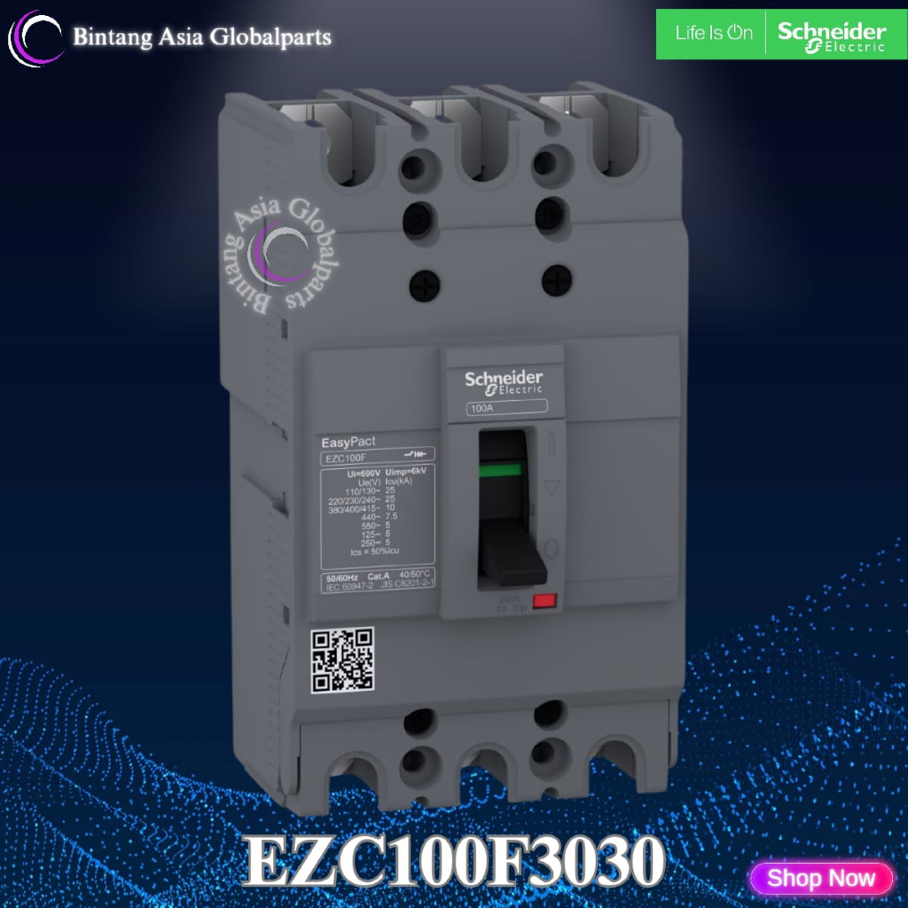 Jual MCCB 3p 30a Schneider EZC100F3030 Original / MCCB EZC100F 3 Phase 30 Ampere / Breaker 3 ...