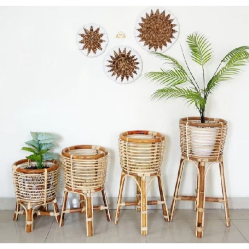 Jual Standing pot rotan / natural alami / diameter 30cm tinggi 40cm ...