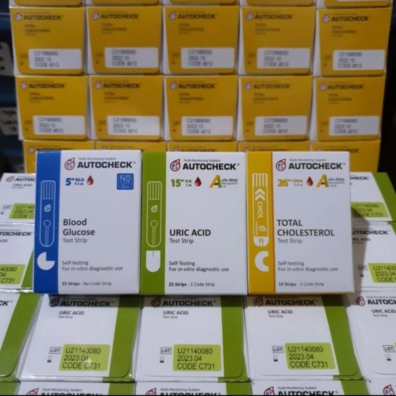Jual STRIP AUTOCHECK GULA / ASAM URAT / KOLESTEROL | Strip Autochek ...