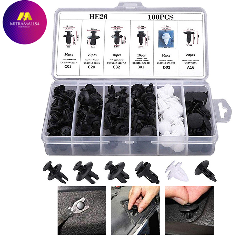 Jual Klip Kancing Mobil Baut Rivet Clip Trim Panel 20 PCS - 100 PCS ...