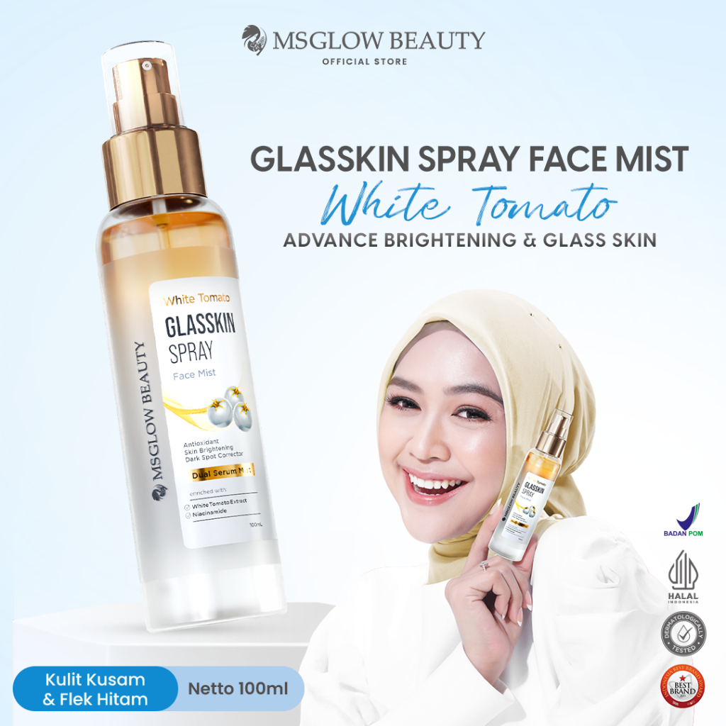 Jual MS GLOW - GLASSKIN SPRAY FACE MIST WHITE TOMATO - 100 ML | Shopee ...