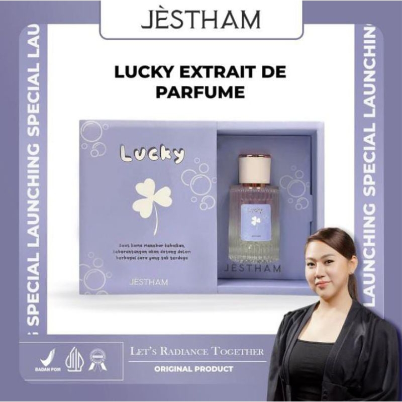 Jual Jestham Lucky Extrait De Parfume free Masker | Shopee Indonesia