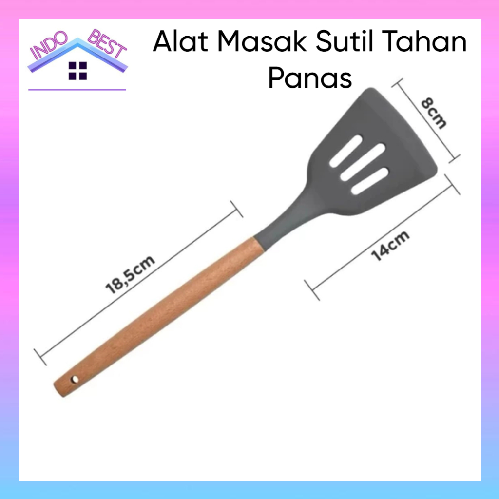 Jual IB Alat Masak Sutil Tahan Panas Spatula Slotted Spatula Lubang ...