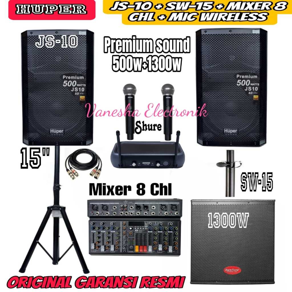 Jual Paket Sound System Speaker Aktif 15 Inch Huper JS10+Subwoofer 15 ...
