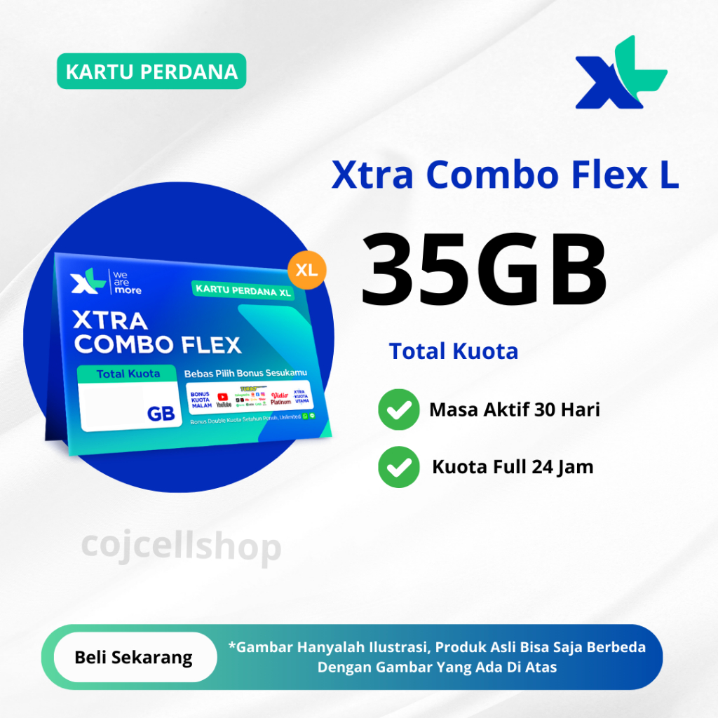 Jual Kartu Perdana XL Xtra Combo Flex L 35GB 30 Hari- Kartu Perdana Kuota XL Axiata Xtra Combo ...