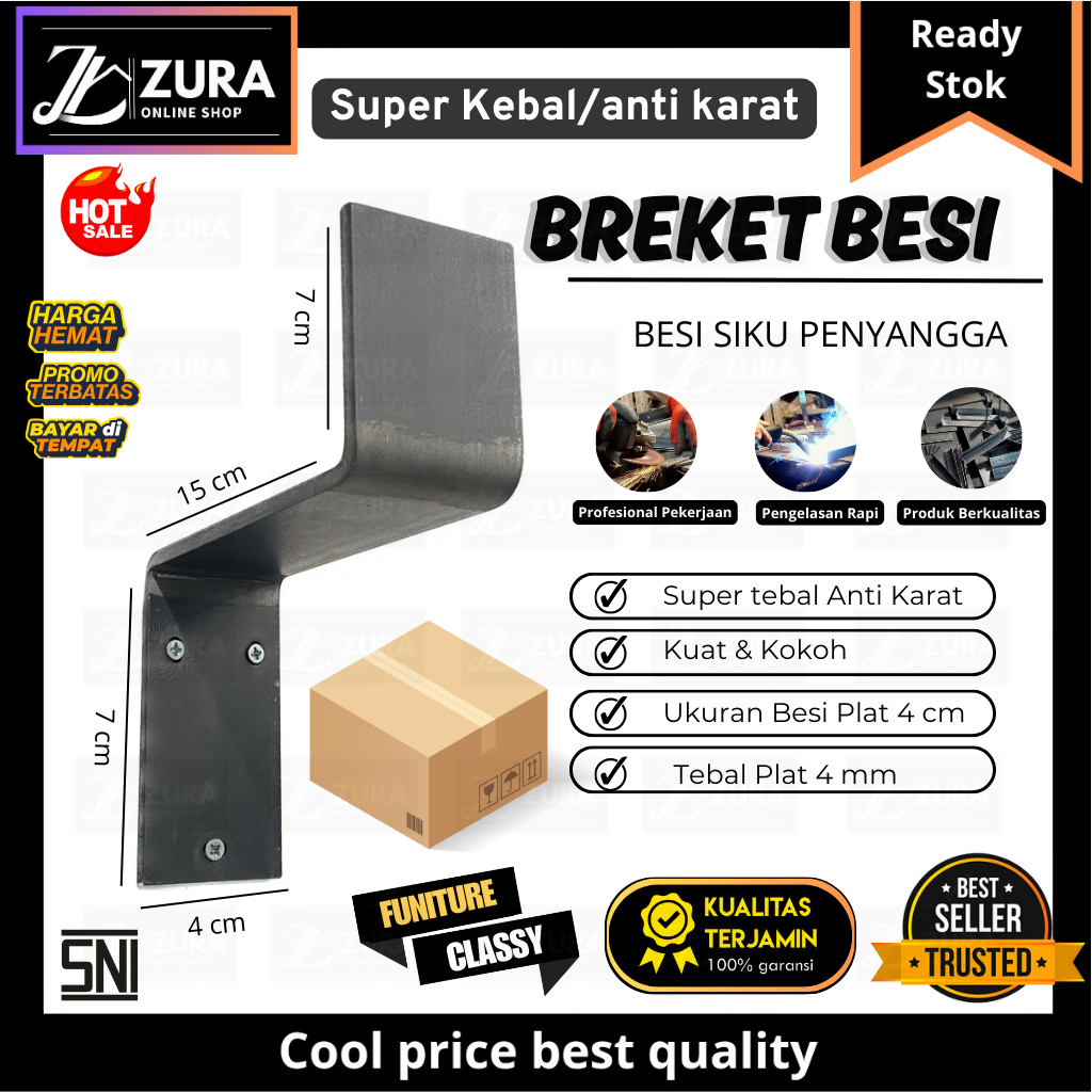 Jual Braket Penopang Penyanggah Besi Balok Plat Siku Penyangga Besi SNI ...