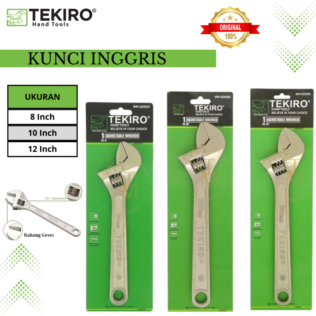 Jual TEKIRO Kunci Inggris 8 10 12 Inch Adjustable Wrench 8" 10" 12 ...