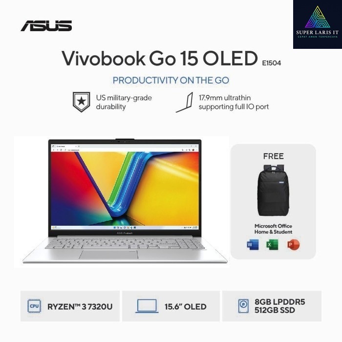 Jual ASUS Vivobook Go 15 OLED E1504FA-OLED351M AMD Ryzen 3 R3 7320U ram ...