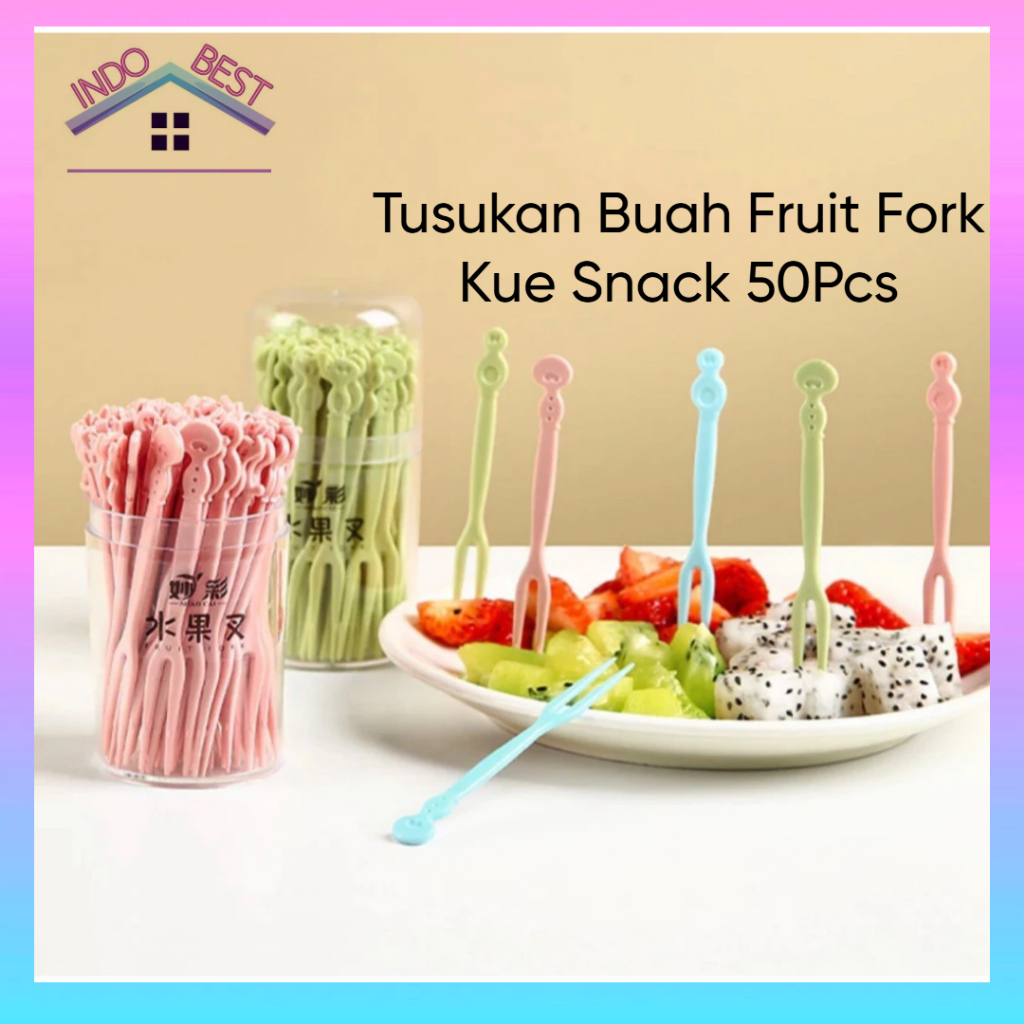 Jual IB Garpu Buah Tusukan Buah Fruit Fork Kue Snack 50Pcs | Shopee ...