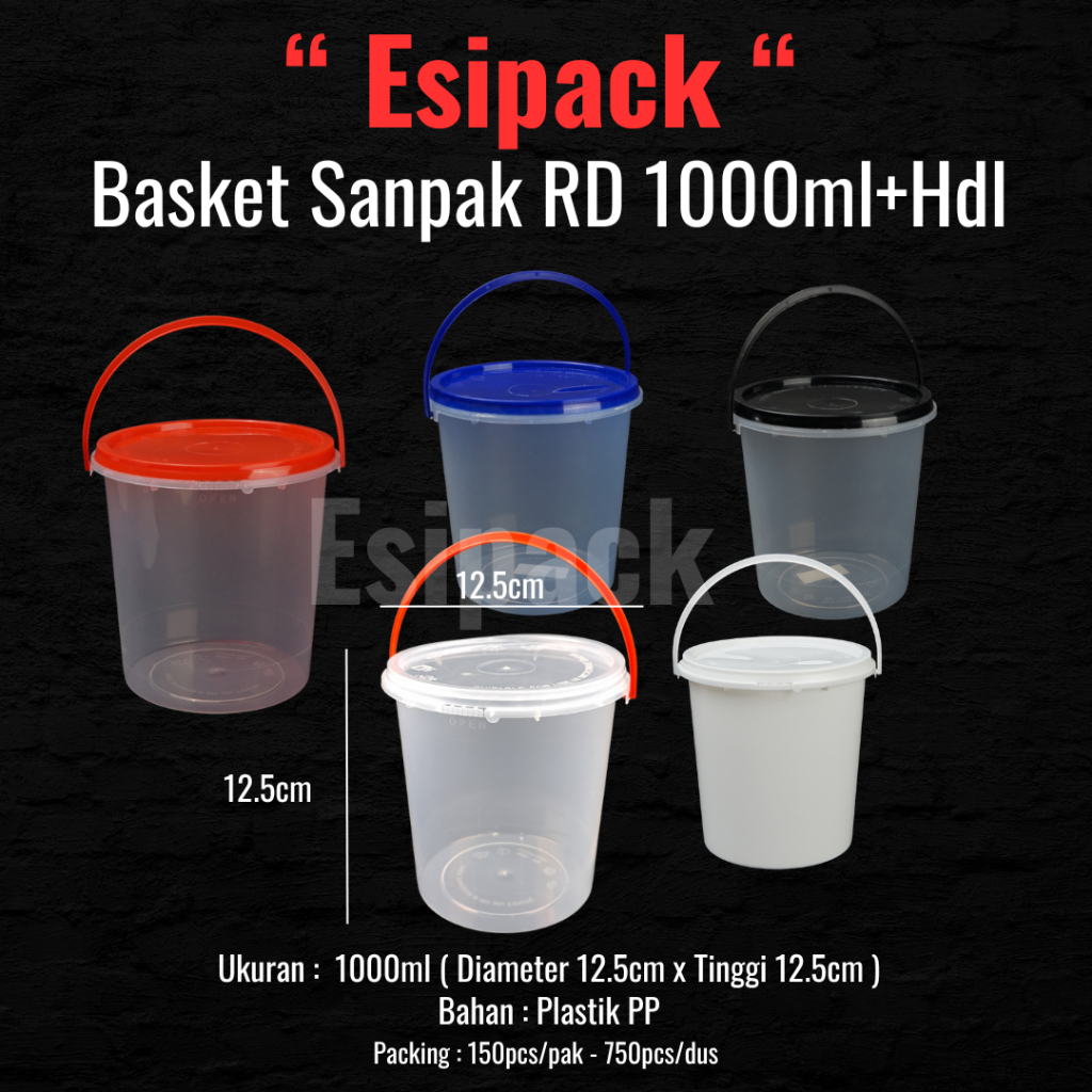 Jual Basket Thinwall Sanpak RD 1000ml Bowl Pail Toples+Handle (5pcs) | Shopee Indonesia