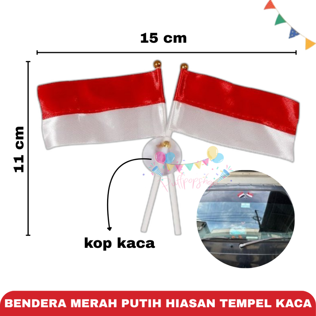 Jual Bendera Merah Putih Tempel HUT RI / Hiasan Bendera Merah Putih ...