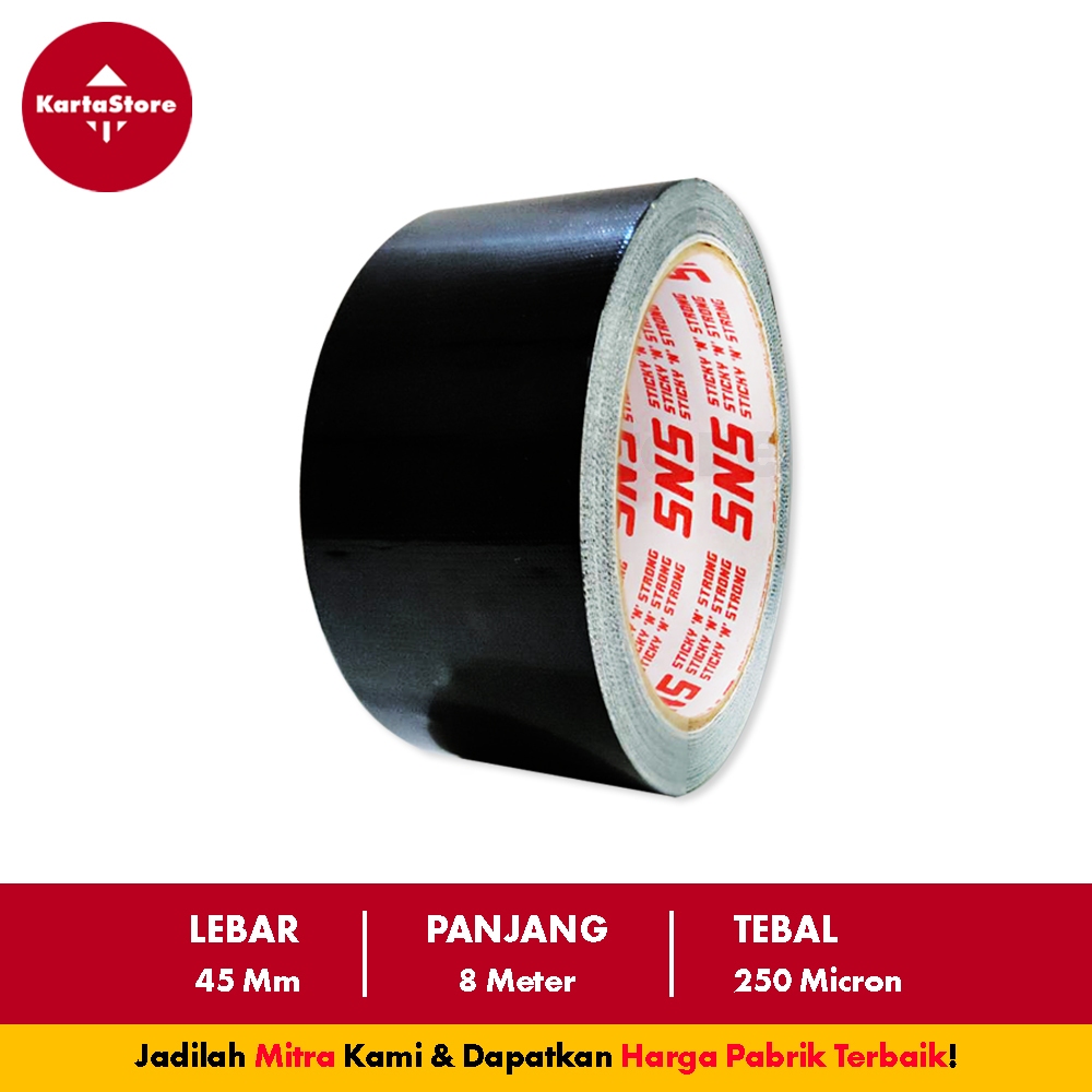 Jual Lakban Kain Hitam / Cloth Tape Hitam 2 Inch x 8 Meter SNS STICKY N ...