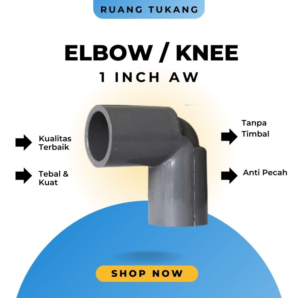 Jual POWER Elbow Knee Keni Fitting Pipa Paralon PVC 1/2 Inch AW Tebal ...
