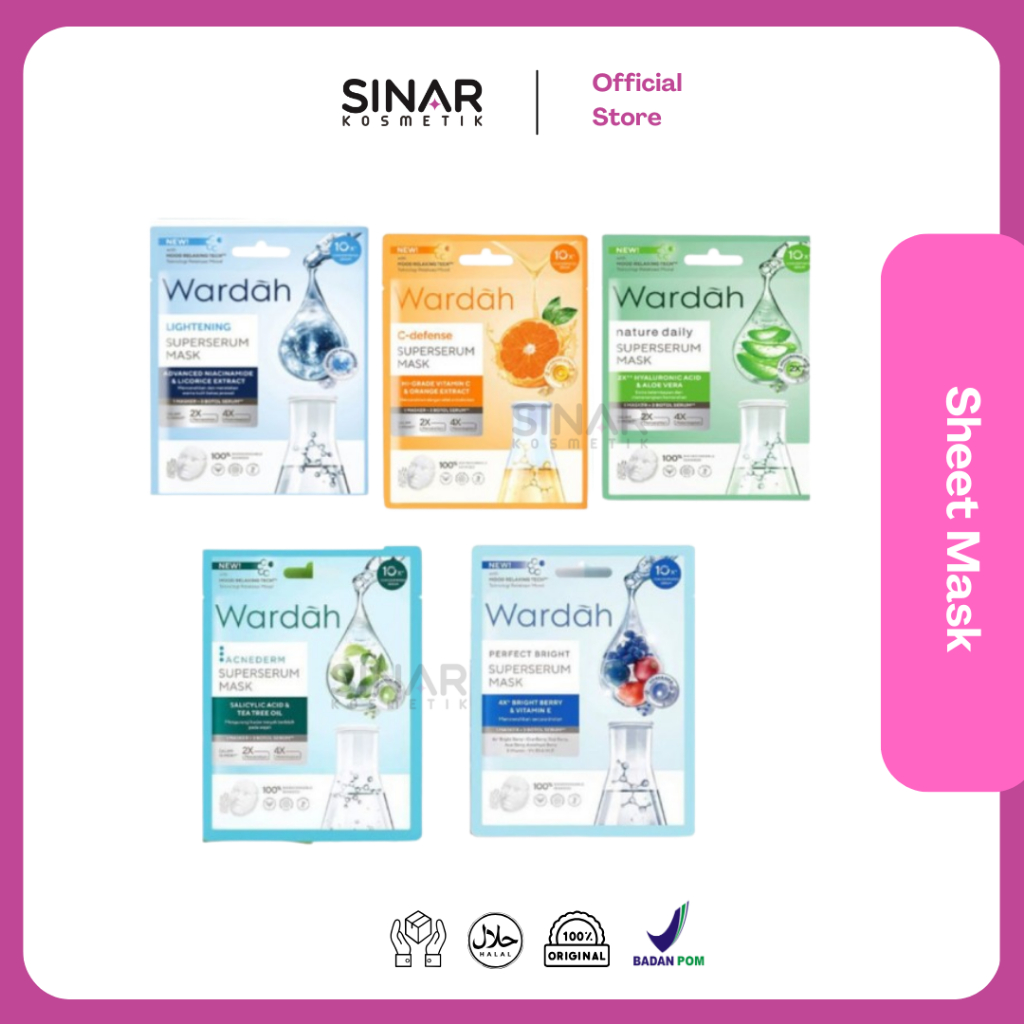 Jual Wardah Super Serum Sheet Mask 20ml | Perfect Bright / C-Defense ...